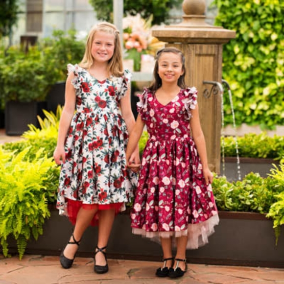 Just Couture | Dresses | Nwt Just Couture Wine Floral Angel Sleeve High ...